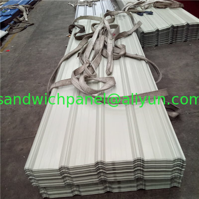 900-0.4mm Huaguan ivory white corrugated roof sheets with 55% AZ warehouse and factory