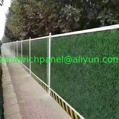 green grass 950-50-236mm sandwich panel fence used for construction subway project
