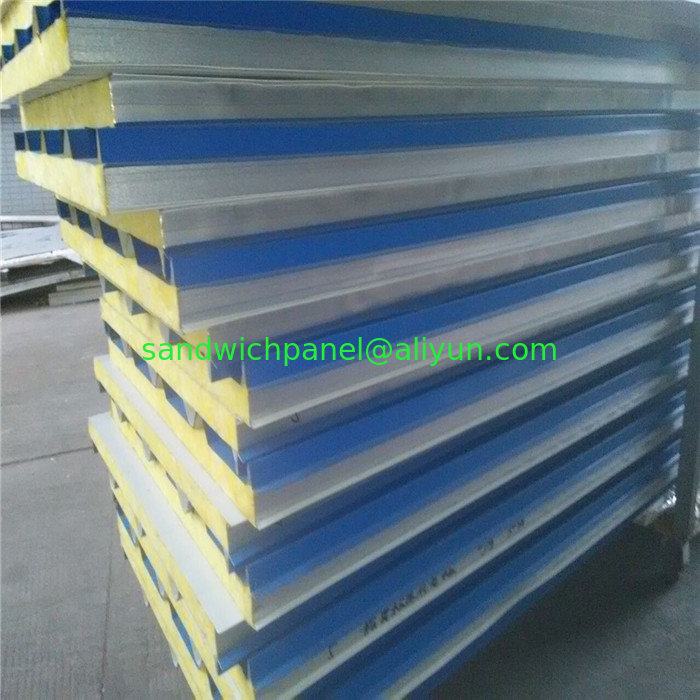 blue color insulated glass wool sandwich roof panel 5500 x 960 x 50mm
