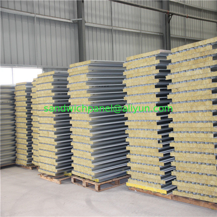 heat insualation corrugated grey white caravan wall  rock wool sandwich panel