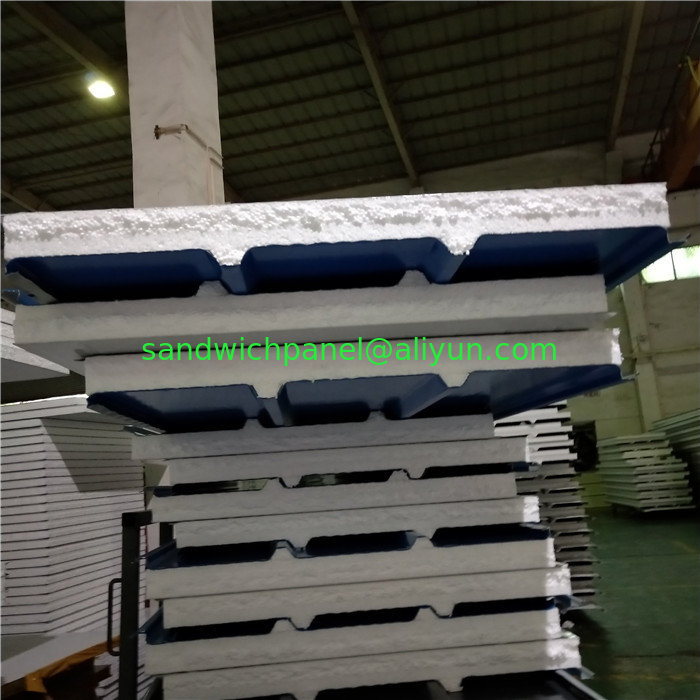 75mm blue corrugated eps roof sandwich panel with 0.426mm double steel for warehouse