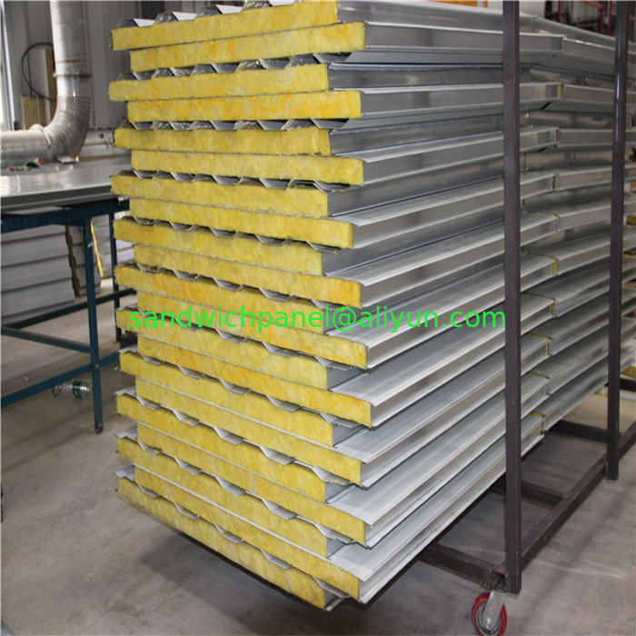 fireproof corrugated glass wool container house  sandwich wall panel  1150-50-0.376mm