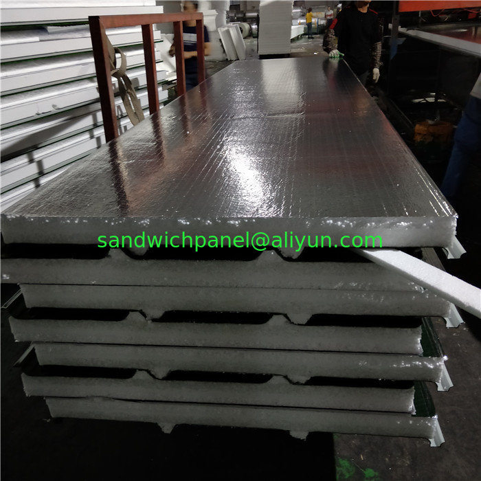 overlap eps silver paper eps z-lock sandwich roof panel 1050-75-0.426mm grass steel sheet up