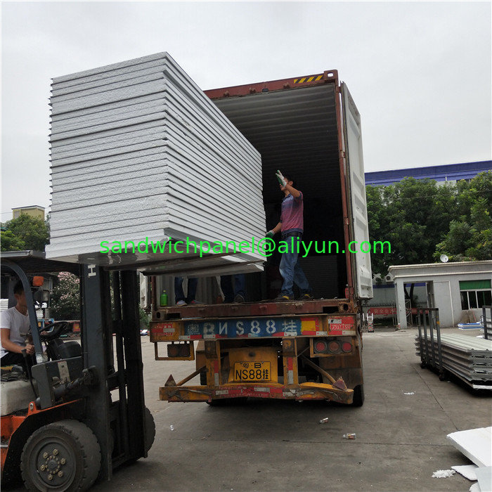 light weight eps sandwich panel 950-50-0.376mm cover with film both side delivered by a 40HQ