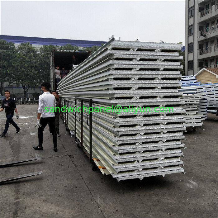 light weight 50mm new design 0.526mm ivory white steel sheet eps roof sandwich panels