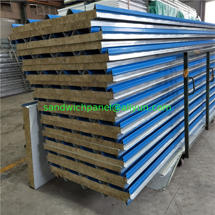 0.426mm blue corrugated rock wool sandwich roof panel for prefabricated house