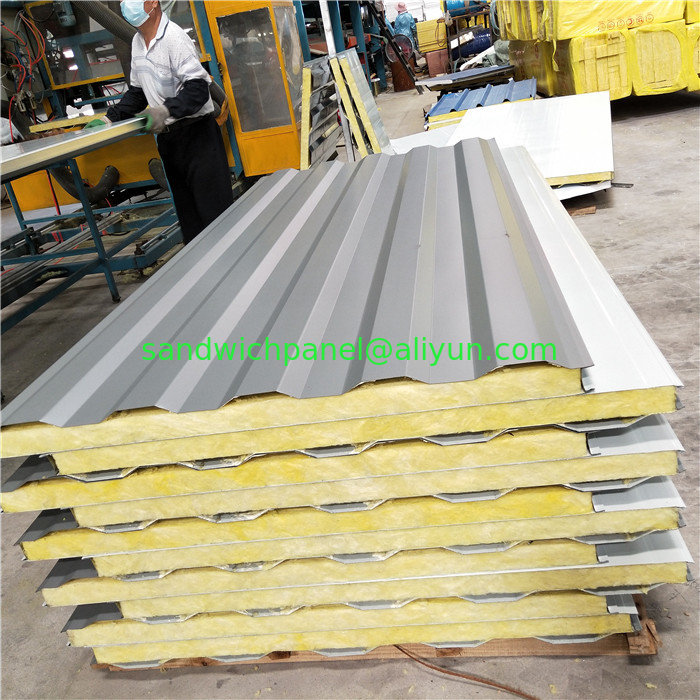 50mm 0.6mm galvanized glass wool container house sandwich wall panel for worker house