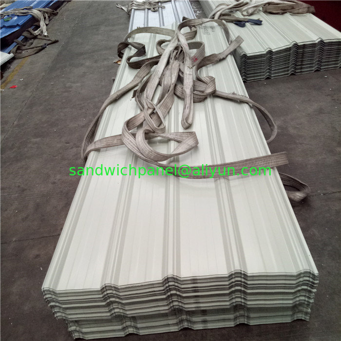 840-0.4mm Huaguan ivory white corrugated roof sheets with 55% AZ warehouse and factory