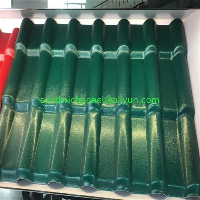 960mm dark green color luxury ASA glazed roof tile with 2.8mm for residential area