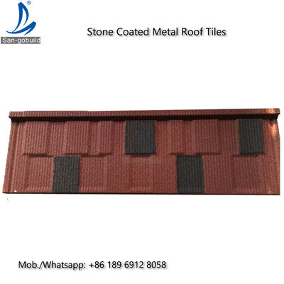 Environment Friendly Flat Stone Coated Roof Tiles, Shingle Stone Coated Metal Roofing / Roof Tiles
