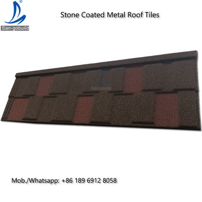Environment Friendly Flat Stone Coated Roof Tiles, Shingle Stone Coated Metal Roofing / Roof Tiles