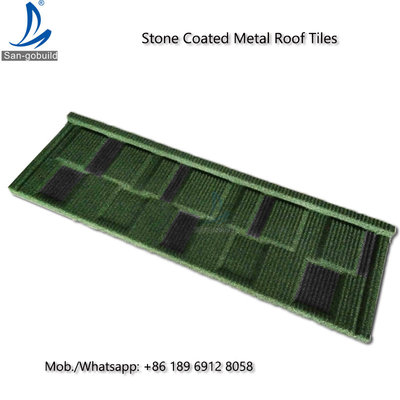 Environment Friendly Flat Stone Coated Roof Tiles, Shingle Stone Coated Metal Roofing / Roof Tiles