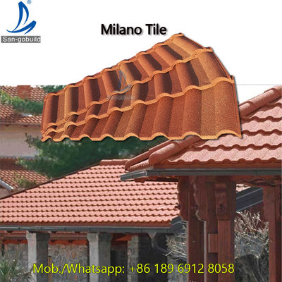 Sangobuild Milano Types Roof Tile Brick Red Color Stone Coated Roof Tiles In Philippines
