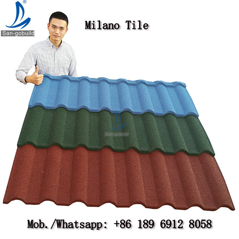 Sangobuild Milano Types Roof Tile Brick Red Color Stone Coated Roof Tiles In Philippines