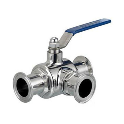 De hygiënisch-sanitaire tri-Vastgeklemde Kogelklep van SS304 316L 3 Manier met de hoge steun van iso5211