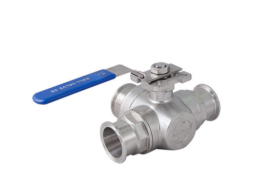 De hygiënisch-sanitaire tri-Vastgeklemde Kogelklep van SS304 316L 3 Manier met de hoge steun van iso5211