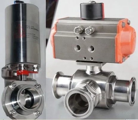 Filo maschio di modo SS304,3 della valvola a sfera sanitaria dell'azionatore pneumatico, tipo di galleggiamento, tipo manuale