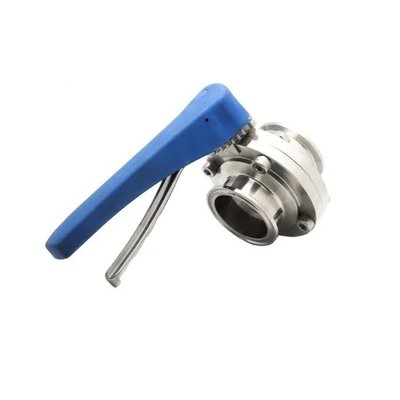SS 304 316L van de voedselrang Sanitaire lassenVleugelklep met Ss Plastic Tang