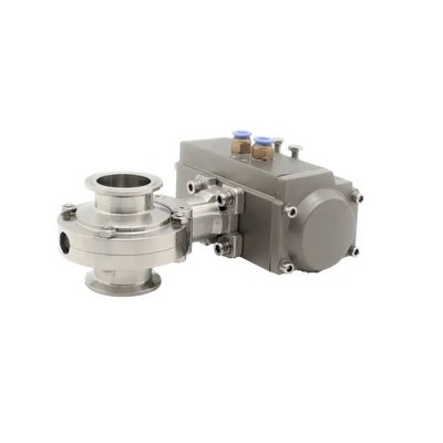 Roestvrij staal316l Sanitaire Hygiënische Pneumatische Actuator Tri Vastgeklemde Vleugelklep