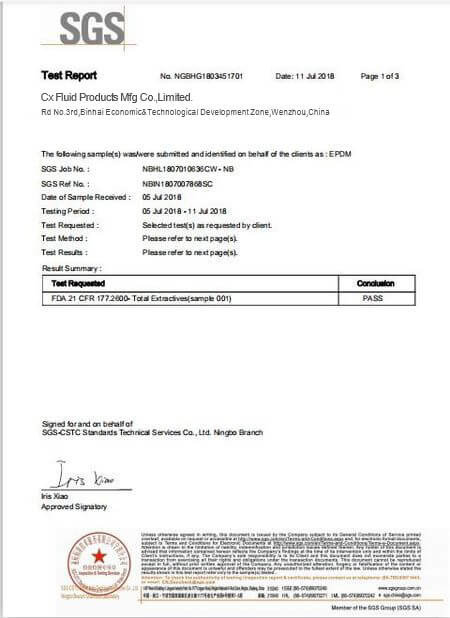Китай CX FLUID PRODUCTS MFG CO.,LIMITED Сертификаты