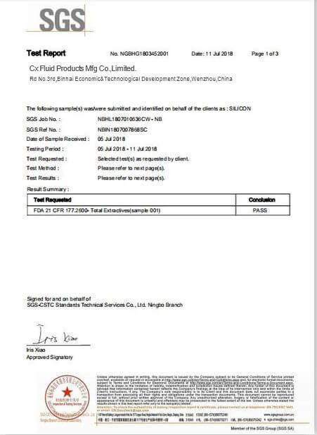Китай CX FLUID PRODUCTS MFG CO.,LIMITED Сертификаты