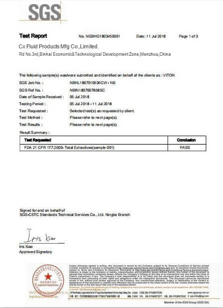 Китай CX FLUID PRODUCTS MFG CO.,LIMITED Сертификаты