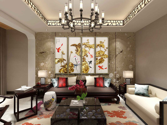 Handmade Asian Metal Wall Art Lotus Flower Iron Framed for Home Decor Set of 4 Panels DTA-009-A