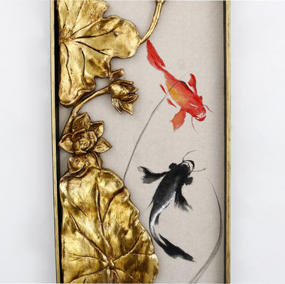 Handmade Asian Metal Wall Art Lotus Flower Iron Framed for Home Decor Set of 4 Panels DTA-009-A