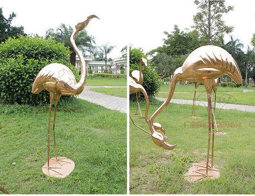 Handmade Metal Stainless Steel Sculpture Ornaments of Flamingo Bird for Home Decoration or Garden Decor