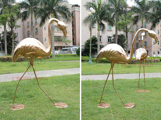 Handmade Metal Stainless Steel Sculpture Ornaments of Flamingo Bird for Home Decoration or Garden Decor
