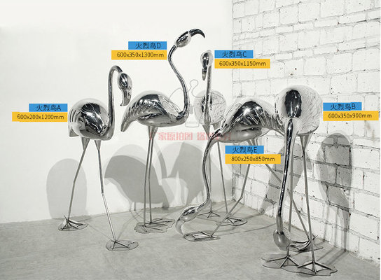 Handmade Metal Stainless Steel Sculpture Ornaments of Flamingo Bird for Home Decoration or Garden Decor