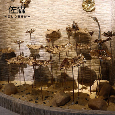 Handmade Metal Stainless Steel Sculpture Ornaments of Lotus Flower for Garden Hotel Indoors and Outdoors