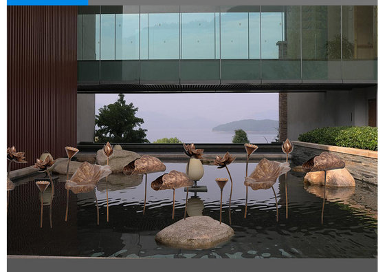 Handmade Metal Stainless Steel Sculpture Ornaments of Lotus Flower for Garden Hotel Indoors and Outdoors