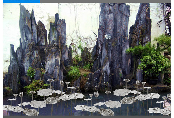 Handmade Metal Stainless Steel Sculpture Ornaments of Lotus Flower for Garden Hotel Indoors and Outdoors