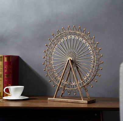 Handmade Wrought Iron Metal Ferris Wheel Statue Grande Exposition tabletop Ornaments for Home Decoration