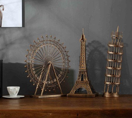Handmade Wrought Iron Metal Ferris Wheel Statue Grande Exposition tabletop Ornaments for Home Decoration