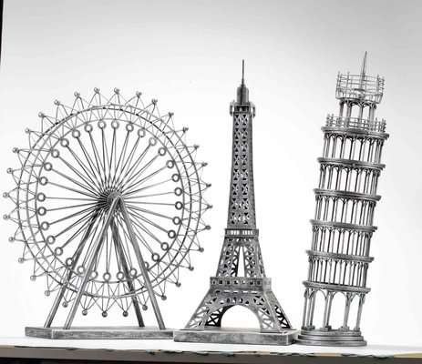 Handmade Wrought Iron Metal Ferris Wheel Statue Grande Exposition tabletop Ornaments for Home Decoration