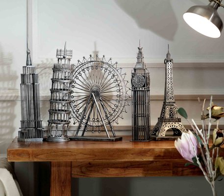 Handmade Wrought Iron Metal Ferris Wheel Statue Grande Exposition tabletop Ornaments for Home Decoration