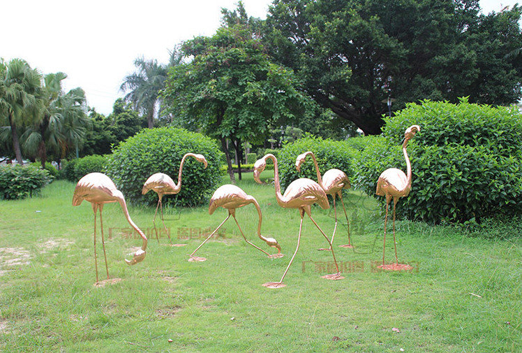 Handmade Metal Stainless Steel Sculpture Ornaments of Flamingo Bird for Home Decoration or Garden Decor
