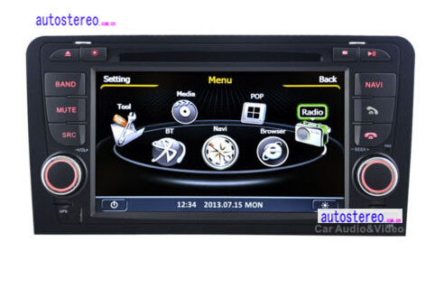 Automobile Multimedia  Sat Nav WinCE 6.0 Audi Car Stereo with iPod / Three Zone / SWC