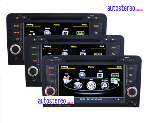 Automobile Multimedia  Sat Nav WinCE 6.0 Audi Car Stereo with iPod / Three Zone / SWC