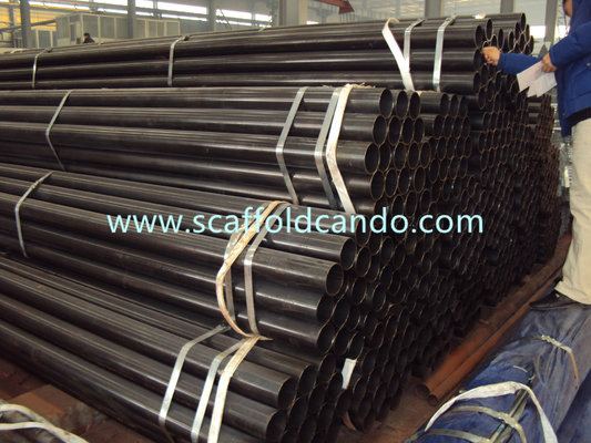 High quality Q235 MS tube, black scaffolding steel pipe for construction project, BS1139, EN10219 AN157 48mm OD with 6ML
