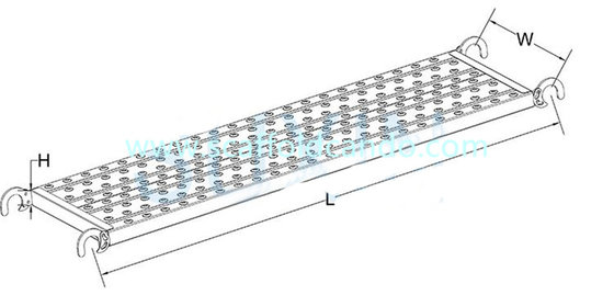 43.5mm 50mm hooks scaffolding galvanized catwalk steel plank metal board with hooks for frame ringlock scaffold system
