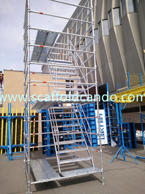 8 steps 9 steps Q235 scaffolding galvanized stair case with 50mm hooks for Ringlock scaffolding system passageway