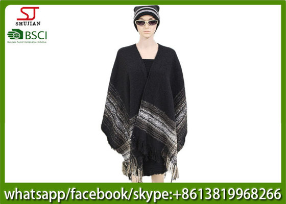 450g 165*120cm100%AcrylicWoven Quanquan Yarn Jacquard Tassel Poncho high quality factory  keep warm fashion scarf
