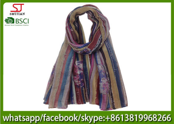 China supplier stripe mini flower print scarf 100% Polyester  100*200cm shawl sun protection factory direct supply