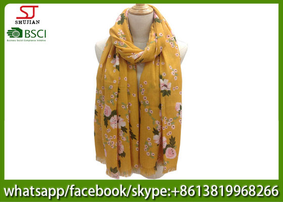 China factory direct supply mini flower print scarf wrap 82*180cm 100% Acrylic pashmina keep clean warm