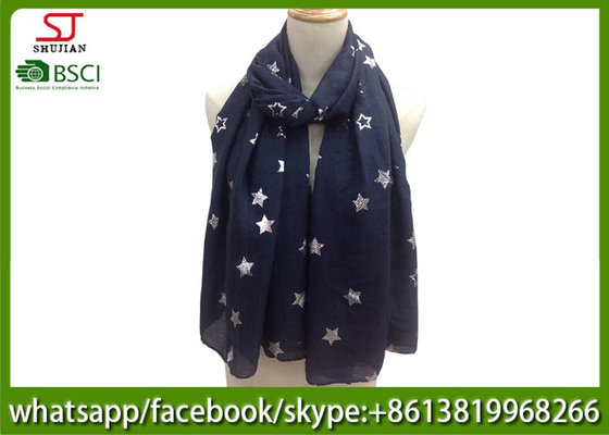 China supplier silver star iron shawl gilding spring summer scarf  70*180cm 20%Cotton 80%Polyester sun protection