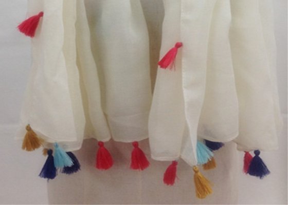 Chinese factory colorful yarn circle spring summer thin tassel scarf 20%Cotton 80%Polyester 90 protection*180cm sun