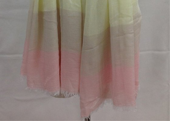 Chinese factory frayed three colors ombre lightweight scarf 100% Viscose 100*195cm spring summer autumn sun protection